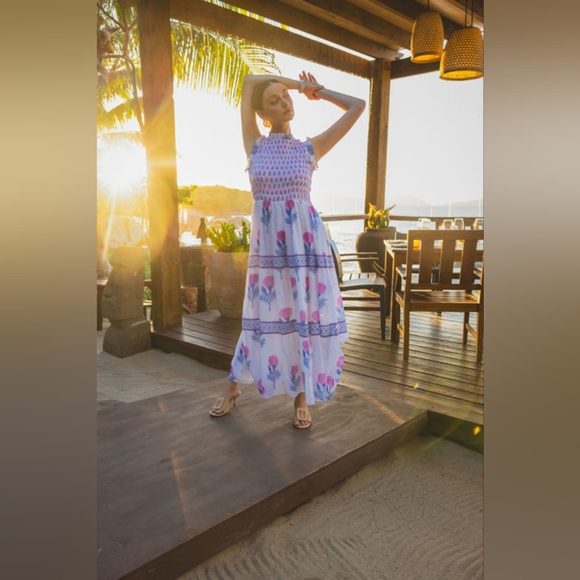 Oliphant | Dresses | 298 Nwt Oliphant Sleeveless Smocked Maxi Pink ...